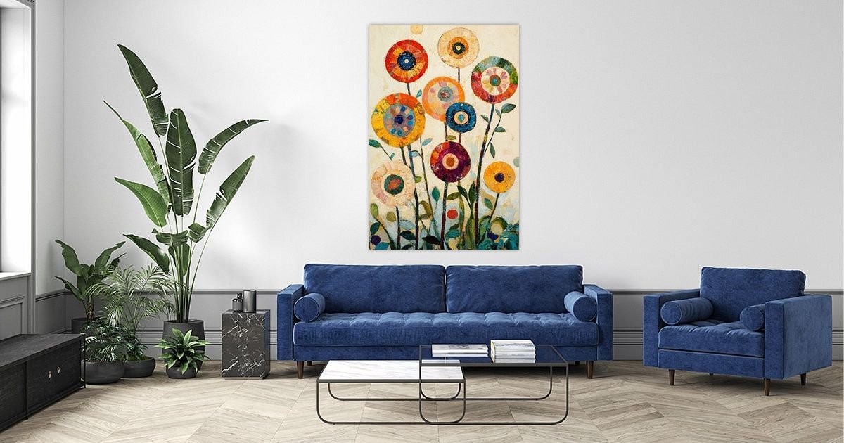 Bloemencirkels van De Mooiste Kunst op canvas, behang en meer